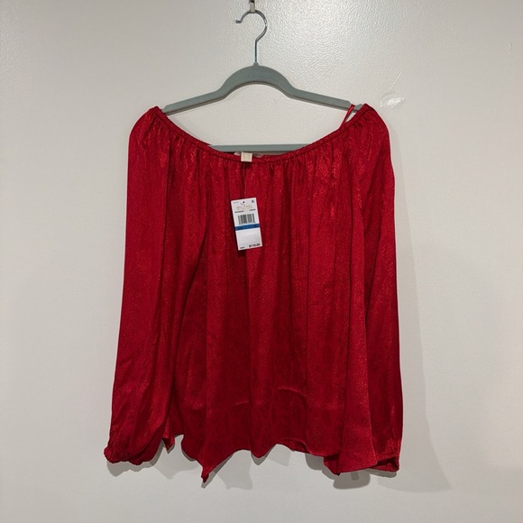 Michael Kors | Tops | Michael Kors Vibrant Red Off The Shoulder Blouse ...
